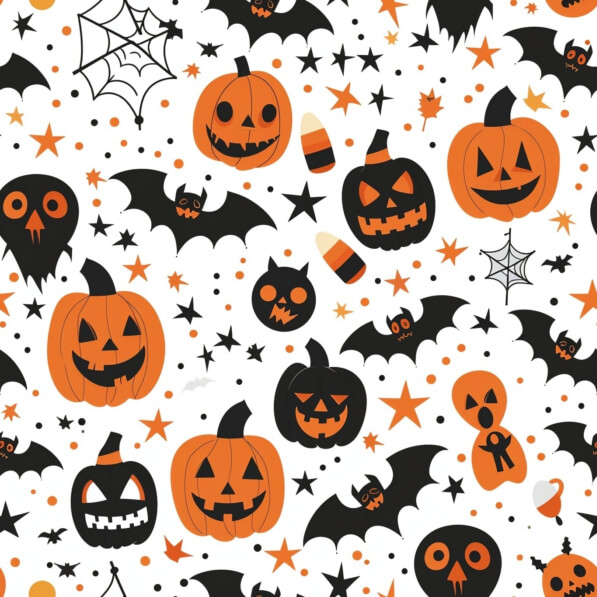 Download Halloween Seamless Pattern with Pumpkins, Bats, and Stars ...
