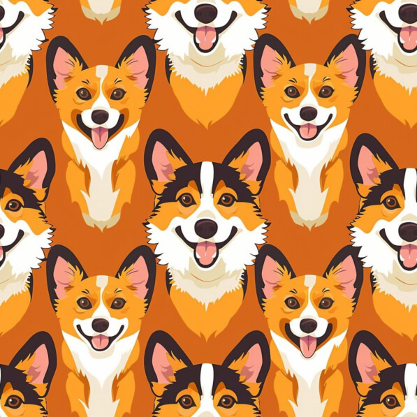 Download Seamless Corgi Dog Pattern on Orange Background Patterns ...