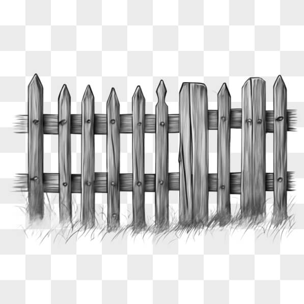 Download Vintage Wooden Fence Drawing Sketches Online - Creative Fabrica