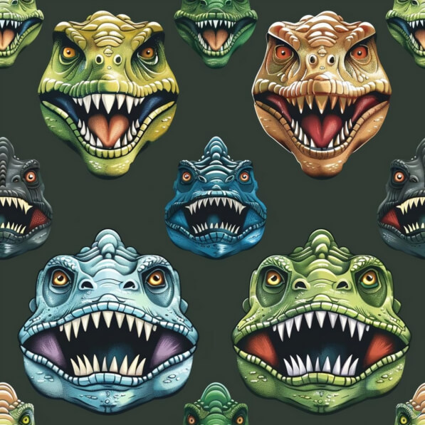 Descarga Patrón sin costuras de cabezas de dinosaurios Patrones En ...