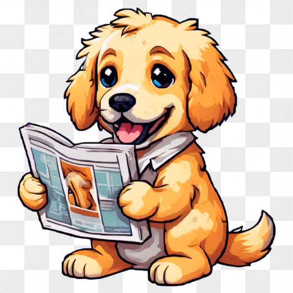 Download Kawaii Cartoon Dog Reading Newspaper Kawaii Online - Creative ...