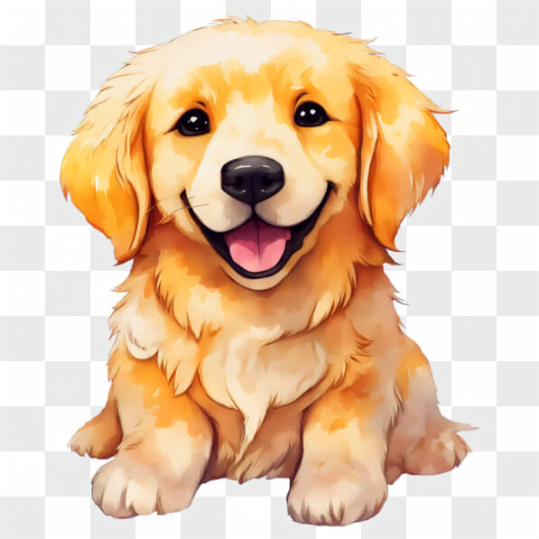 Download Cheerful Golden Retriever Dog in Animated Cartoon Style Kawaii ...