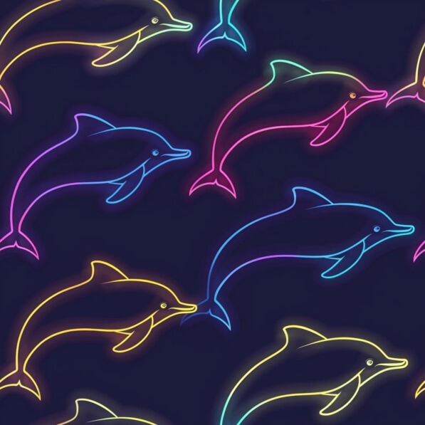 Download Seamless Neon Dolphin Pattern Patterns Online - Creative Fabrica