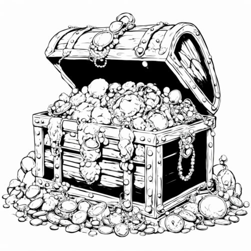 Download Treasure Chest Drawing with Rocks and Gold Coins Coloring ...
