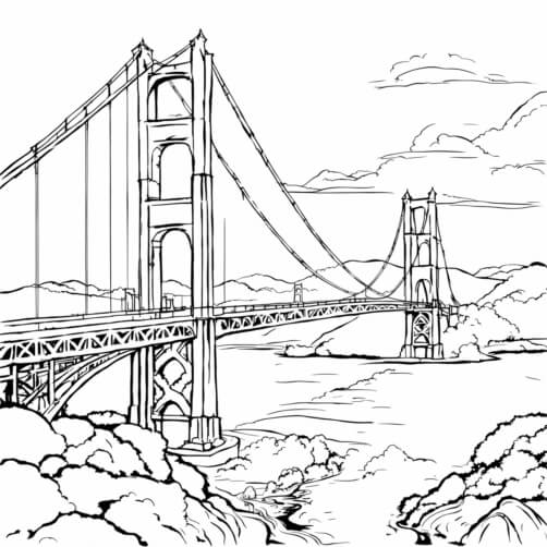 Free Golden Gate Bridge Coloring pages - Download Printable Golden Gate ...