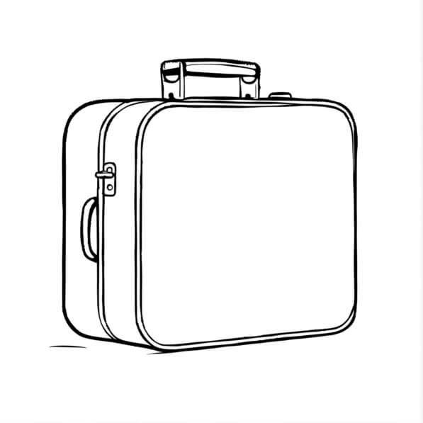 Download Black and White Drawing of an Empty Suitcase Coloring pages ...