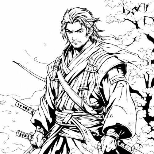 Download Samurai with Swords and Cherry Trees Coloring pages Online ...