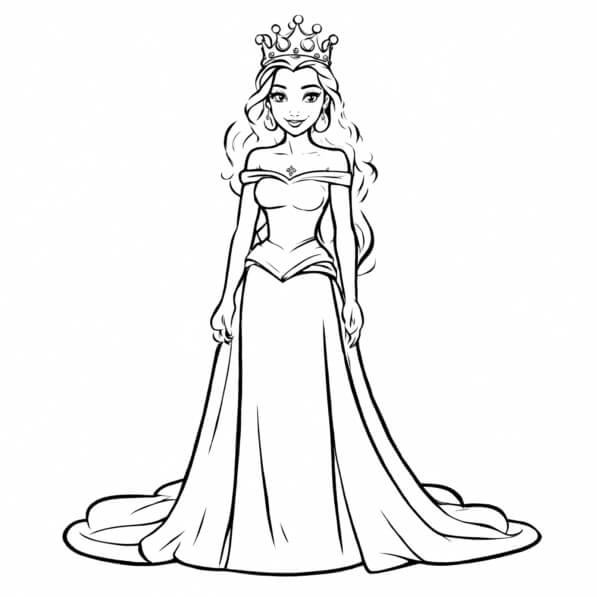 Download Princess in Royal Dress Coloring Page Coloring pages Online ...