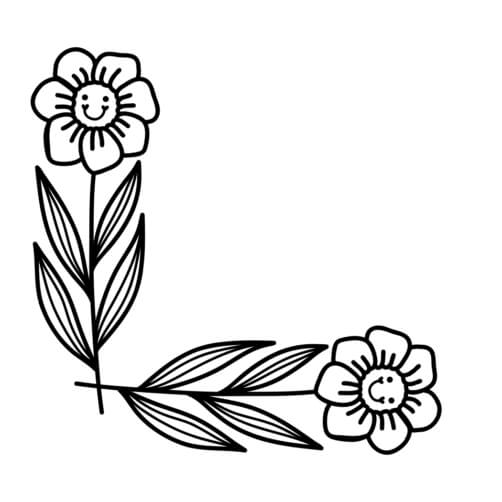 Download Black and White L-Shaped Flower Drawing Borders & Corners ...