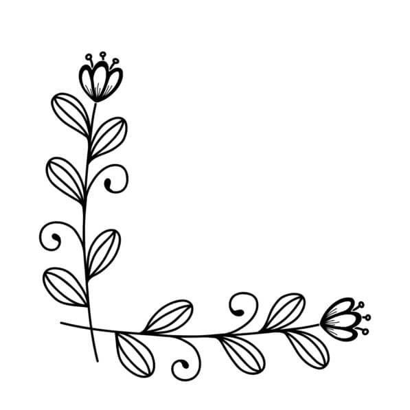 Download Black and White L-Shaped Flower Drawing Borders & Corners ...
