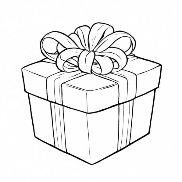 Download Black-and-White Drawing of Open Gift Box Coloring pages Online ...