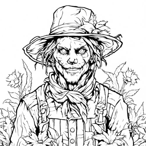Download Scary Halloween Coloring Page with Scarecrow and Spider-Man ...