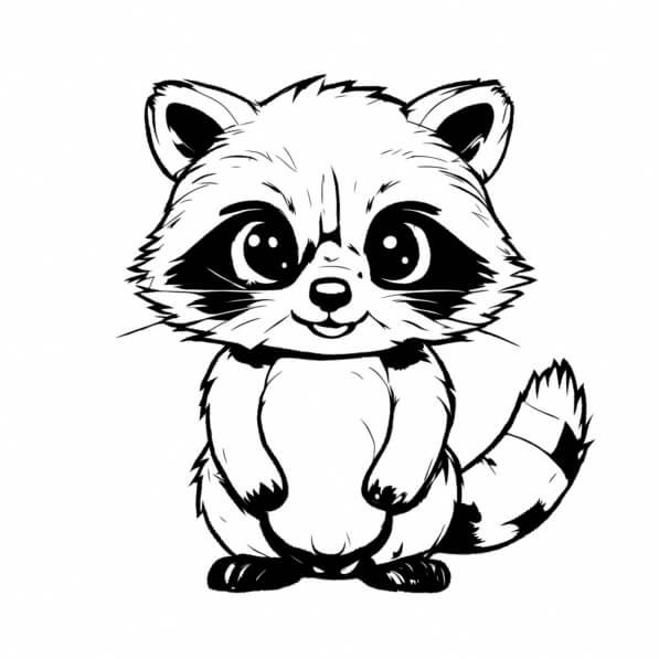 Descarga Dibujo en Blanco y Negro de un Mapache Páginas para colorear ...