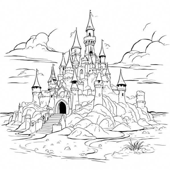 Download Castle Coloring Page with Disney Princesses Coloring pages ...