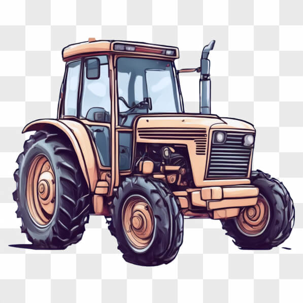 Download Orange Tractor on Farmland Cartoons Online - Creative Fabrica