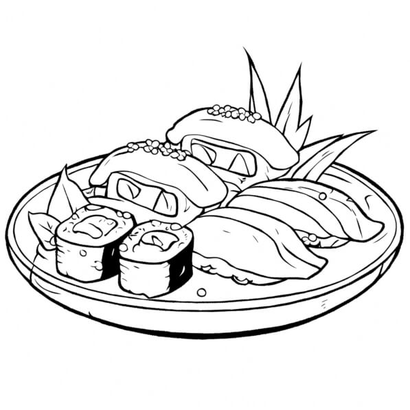 Download Plate of Colorful Sushi with Fresh Fish and Vegetables ...