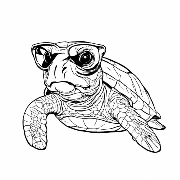 Download Turtle Wearing Sunglasses Coloring pages Online - Creative Fabrica