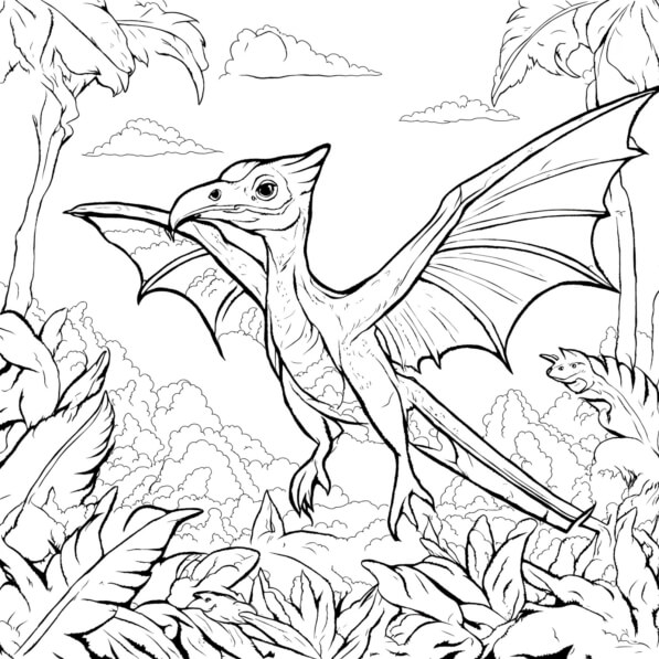 Download Cartoon Dinosaur in the Jungle Coloring pages Online ...