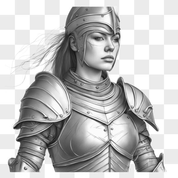 Descarga Dibujo de Guerrera Femenina con Armadura Bocetos En Línea - Creative Fabrica