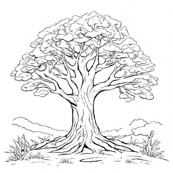 Download Old Tree with Roots Coloring Page Coloring pages Online ...