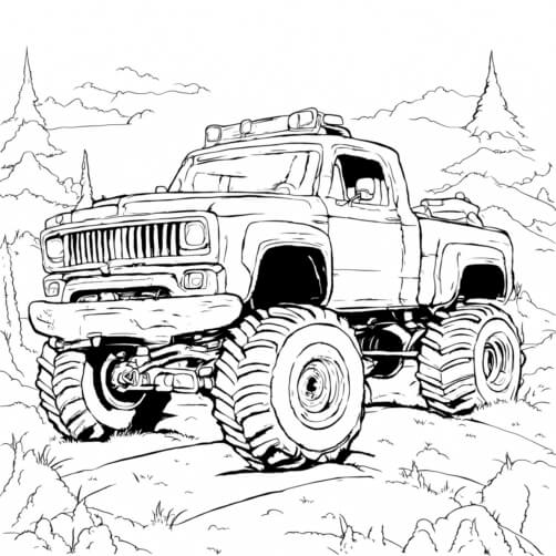 Download Monster Truck Coloring Page in the Woods Coloring pages Online ...