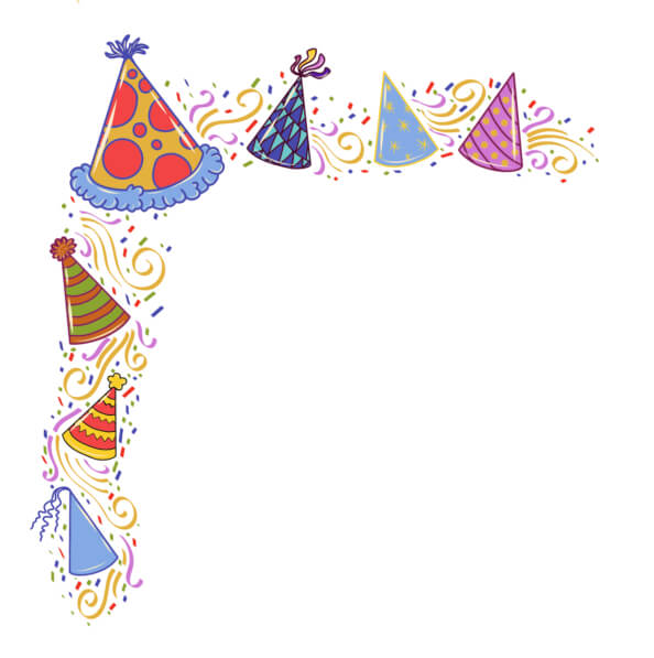 Download Colorful Border with Party Hats and Confetti Borders & Corners ...