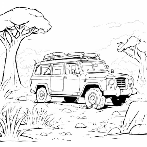 Download Coloring Page: Off-Road Vehicle in the Wilderness Coloring ...