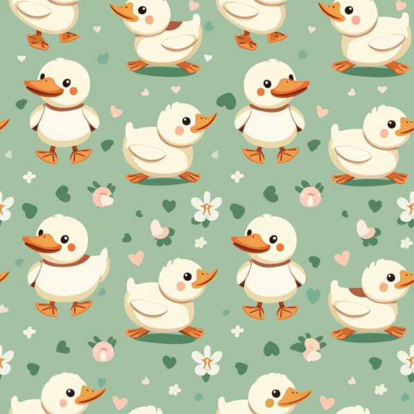 Descarga Patrón de Pato Blanco con Corazones y Flores Patrones En Línea ...
