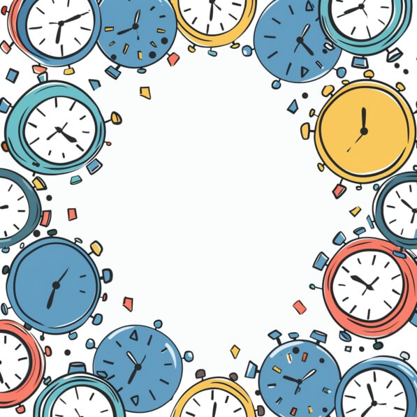 Download Colorful Clocks Arranged in a Circle Backgrounds Online - Creative Fabrica
