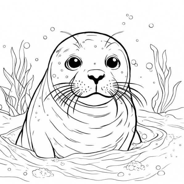 Kleurplaat Zeehond
