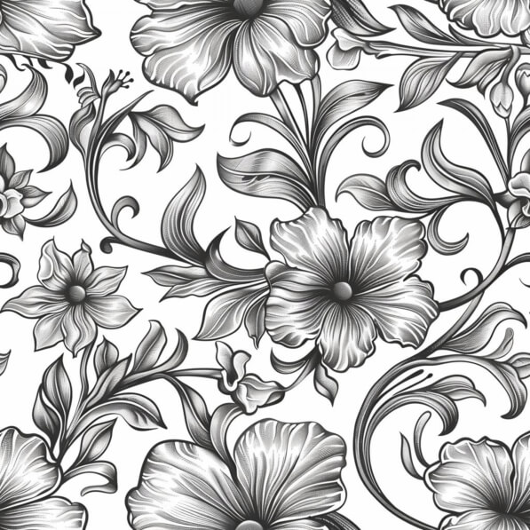 Download Black and White Floral Pattern Patterns Online - Creative Fabrica