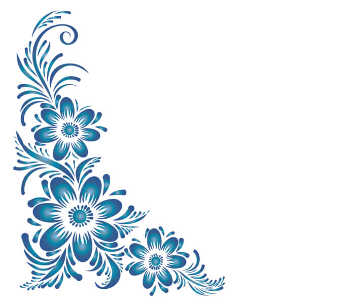 Download Blue and White Floral Design in Upside-Down Triangle Shape ...