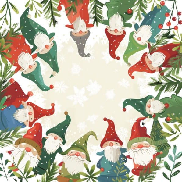 Download Christmas Gnomes with Festive Wreath Backgrounds Online ...
