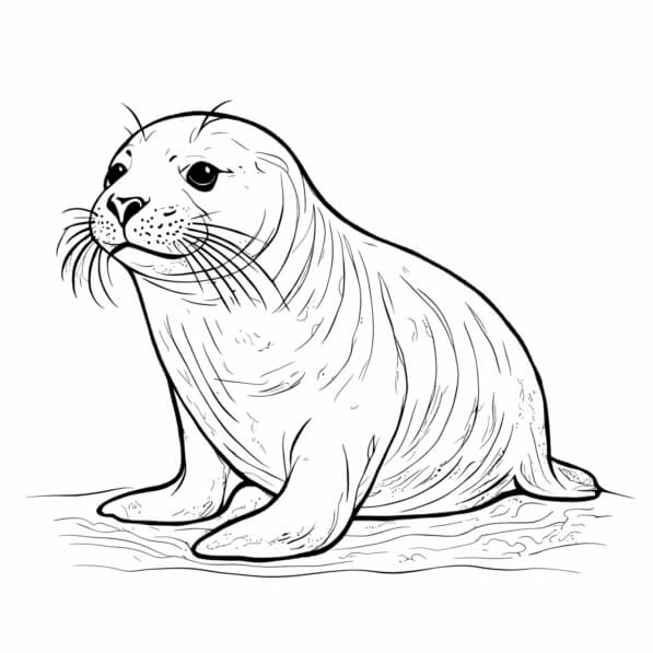 Descarga Dibujo de Foca en Blanco y Negro Páginas para colorear En ...