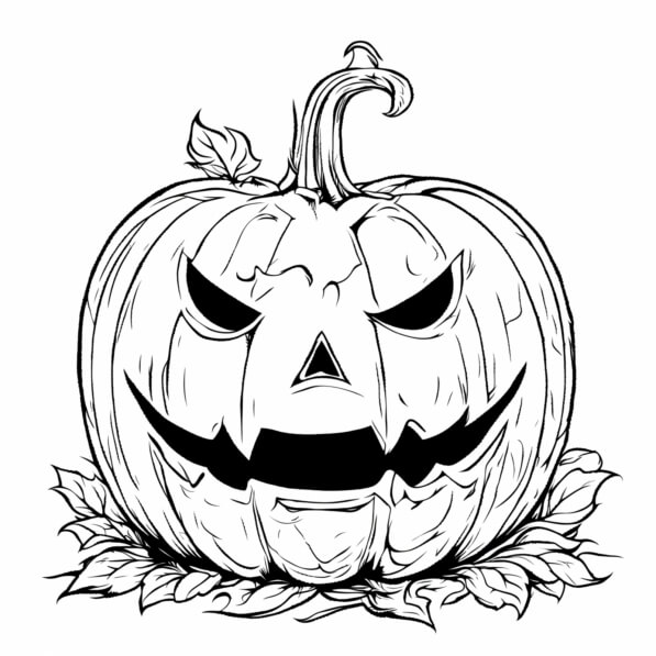 Download Spooky Halloween Pumpkin Coloring pages Online - Creative Fabrica