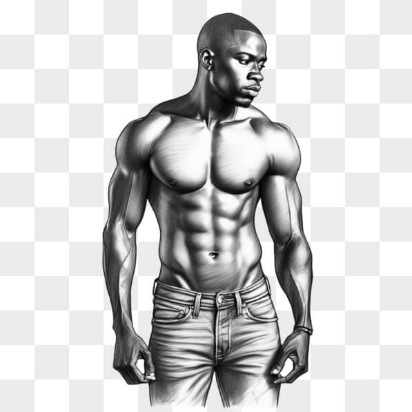 Download Muscular Man Drawing in Jeans Sketches Online - Creative Fabrica