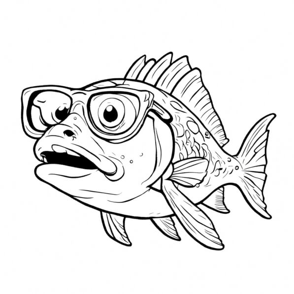 Download Colorful Cartoon Fish with Glasses Coloring pages Online ...