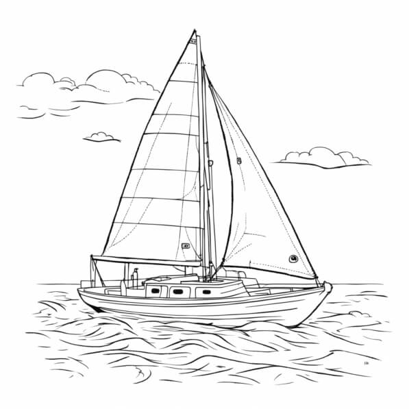Download Sailboat Sailing in the Ocean Coloring pages Online - Creative ...