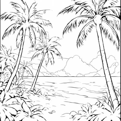 Download Tropical Beach Coloring Page Coloring pages Online - Creative ...