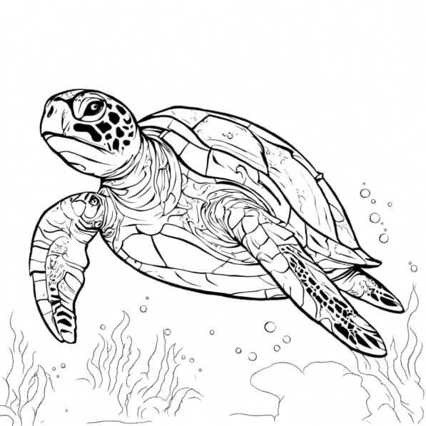 Download Turtle Swimming in the Ocean with Corals and Marine Life ...
