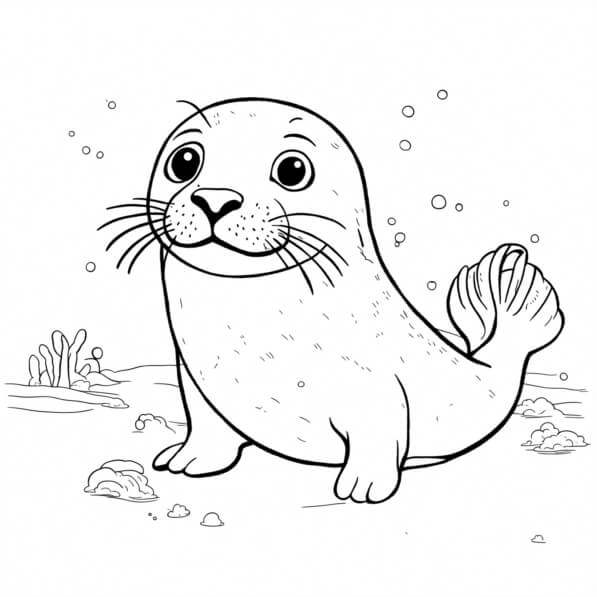 Download Cute Seal Coloring Page Coloring pages Online - Creative Fabrica