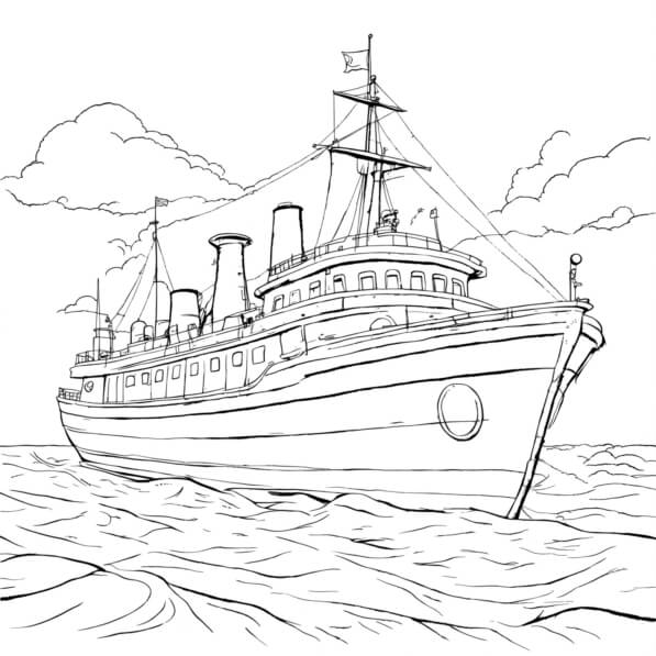 Download Ship in the Ocean Coloring Page Coloring pages Online ...