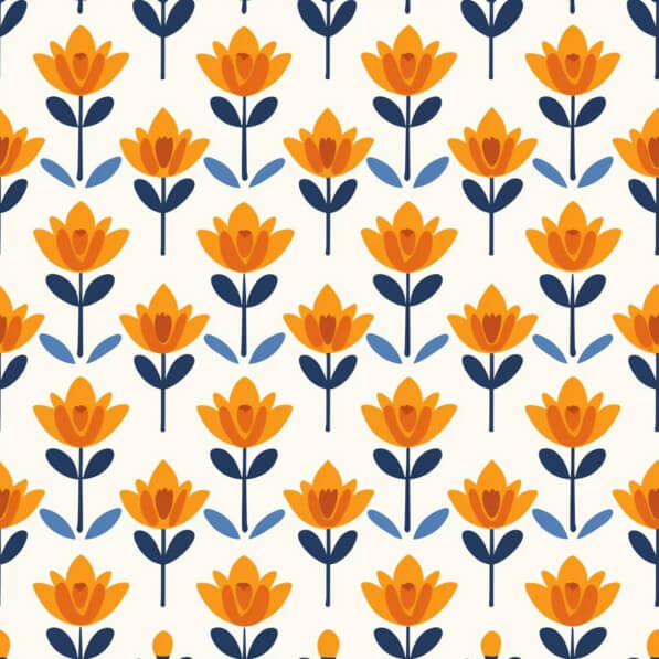 Download Orange and Blue Floral Pattern on White Background Patterns ...