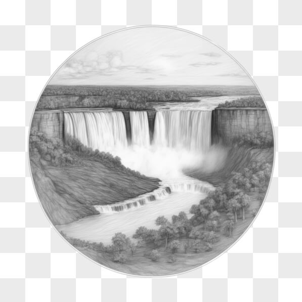Download Black and White Drawing of Niagara Falls Sketches Online ...
