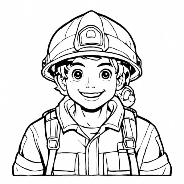 Download Educational Coloring Page: Smiling Firefighter Coloring pages ...
