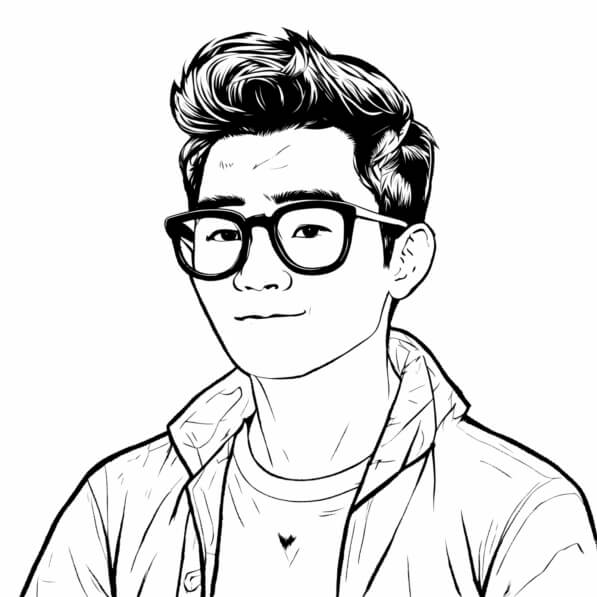 Download Smiling Asian Man Drawing Coloring pages Online - Creative Fabrica