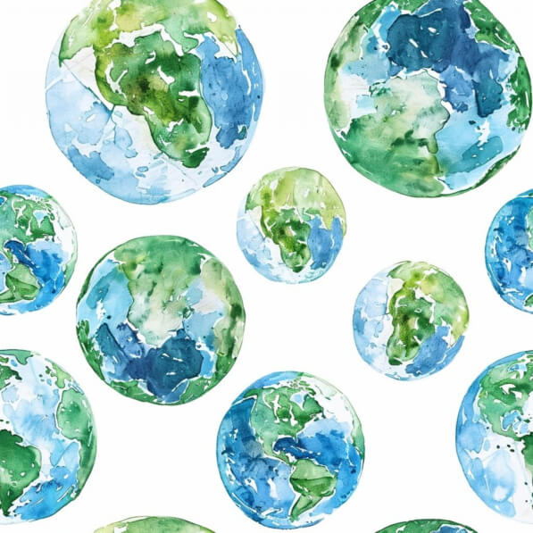 Download Seamless Watercolor Earth Globes Pattern Patterns Online ...