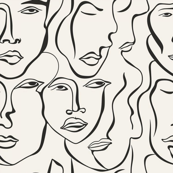 Download Line Drawings of Diverse Facial Expressions Patterns Online ...