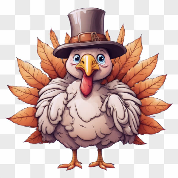 Download Cartoon Turkey with Top Hat and Leaves Cartoons Online ...
