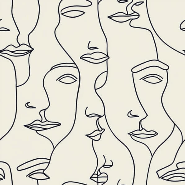 Baixe Padrão Contínuo de Rostos Humanos Padrões - Creative Fabrica